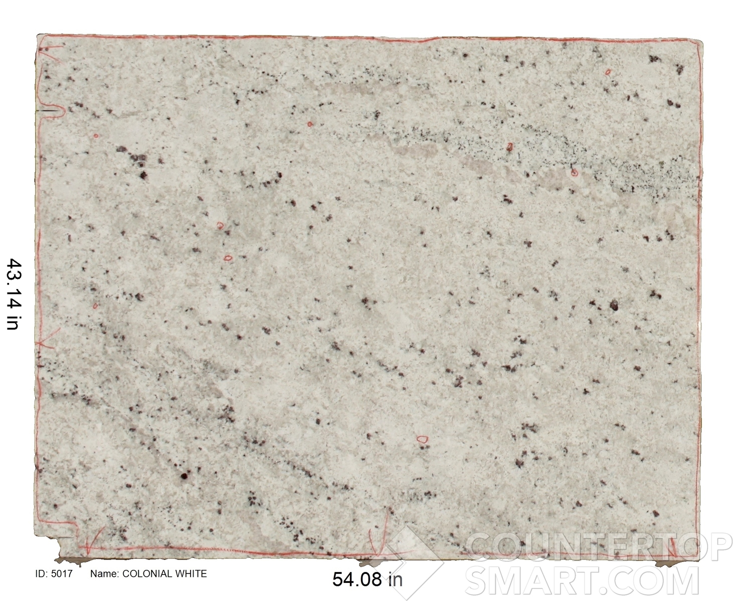 Colonial White Granite Countertop Remnant 48"x41" Polished 3.0cm