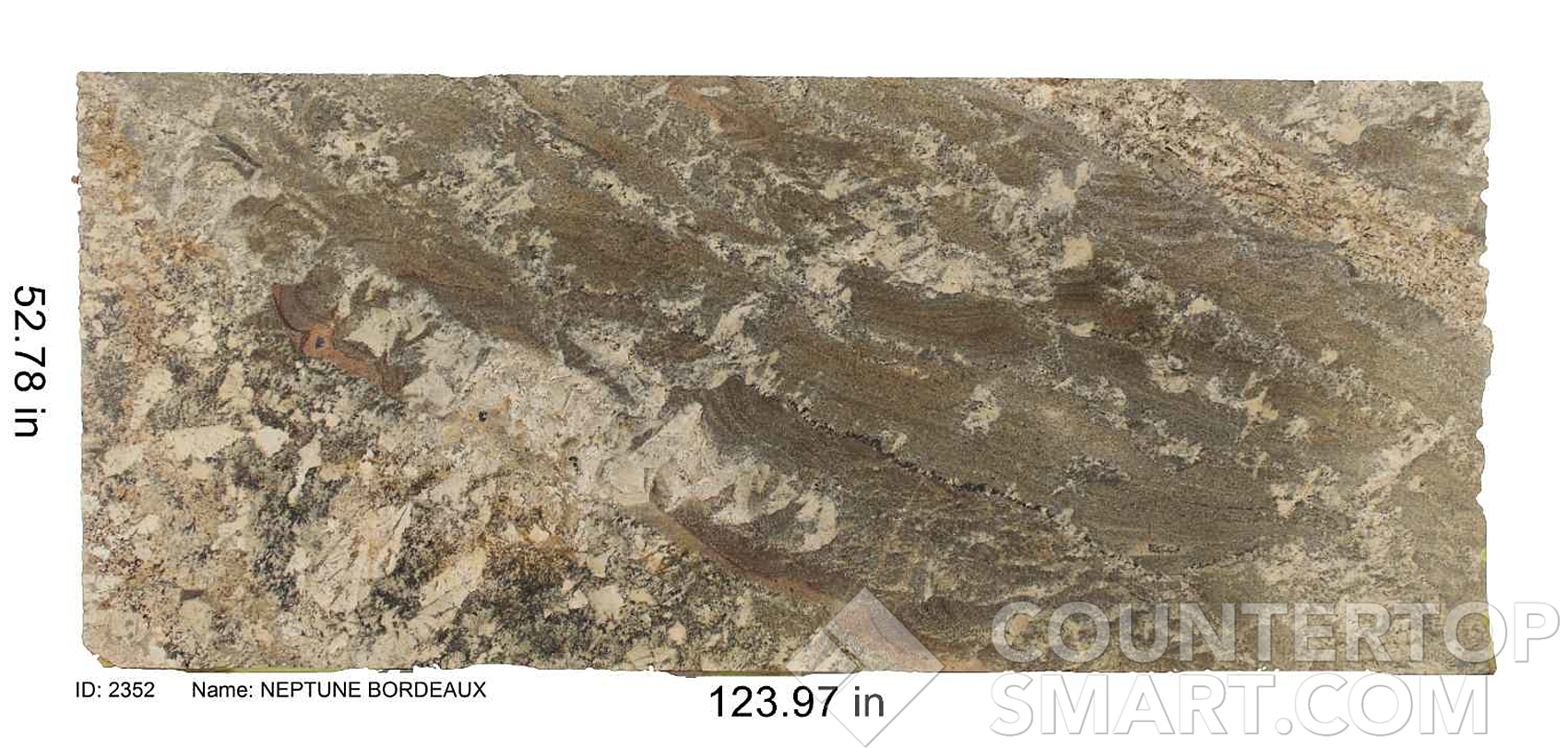 Neptune Bordeaux Granite Countertop Remnant 110"x48" Polished 3.0cm